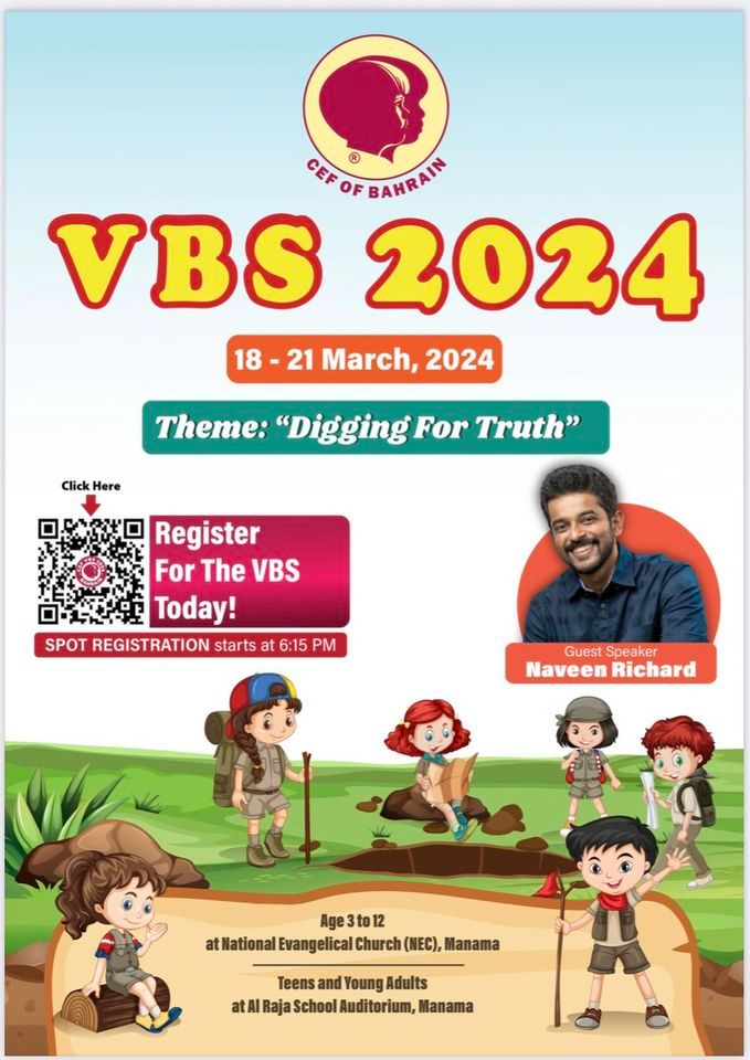 CEF VBS 2024, National Evangelical Church, Manama, Bahrain, 18 March to ...