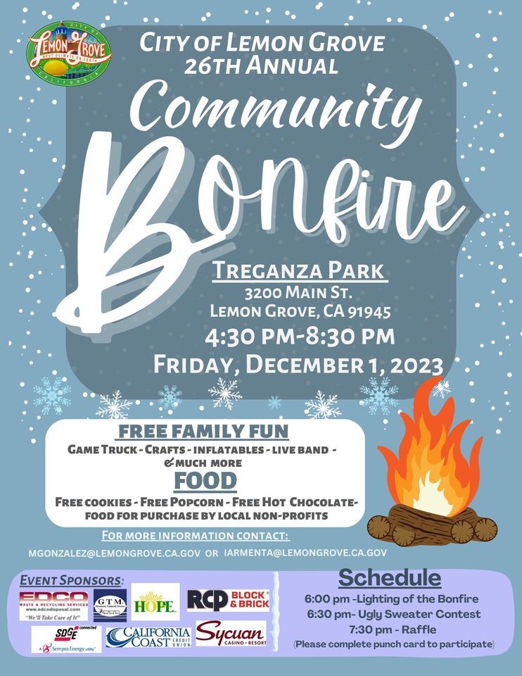 the 26th Annual Community Bonfire, Treganza Heritage Park, El Cajon, 1 ...