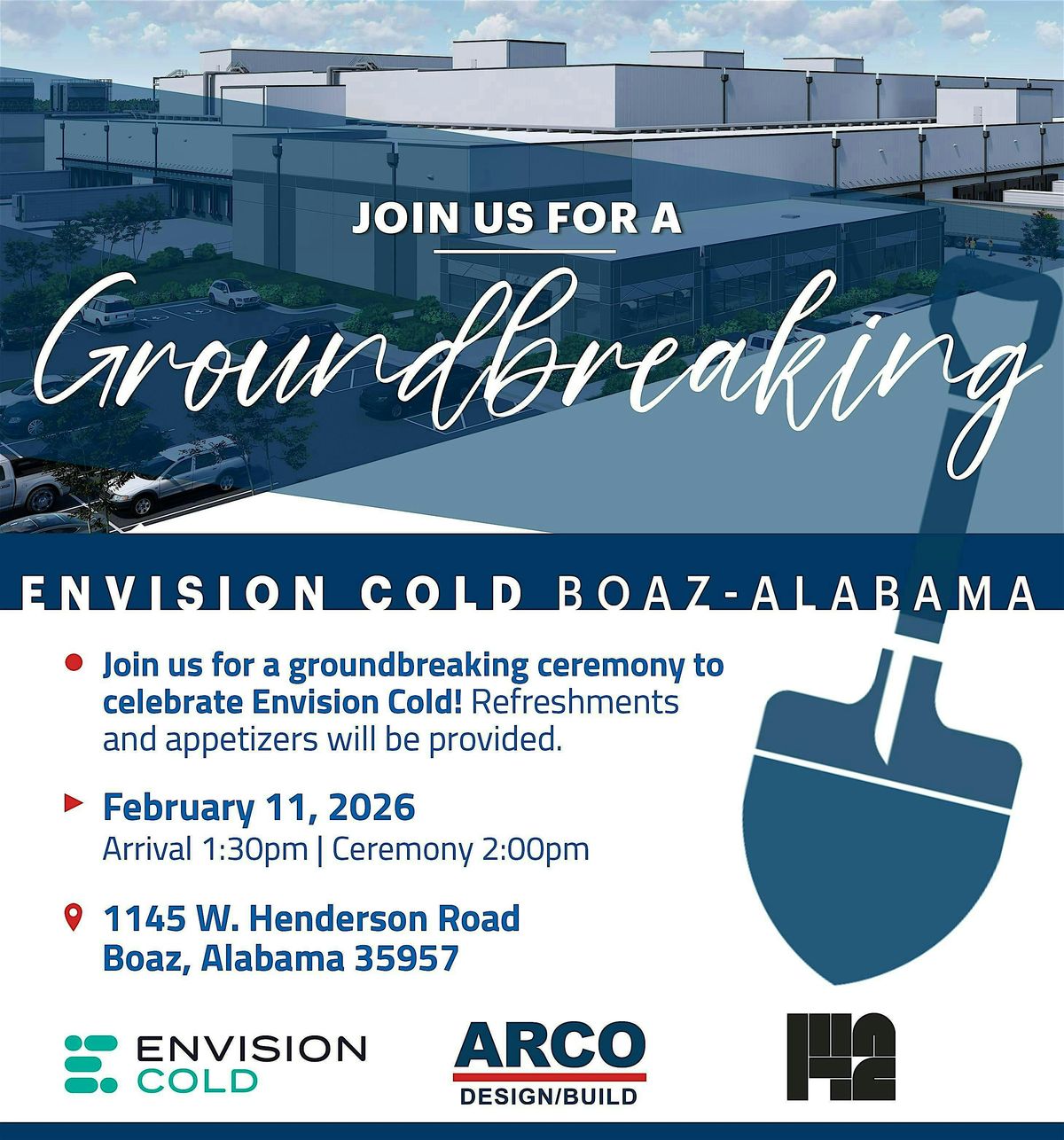 Envision Cold Groundbreaking Ceremony, ARCO Design Build Jobsite, Boaz ...