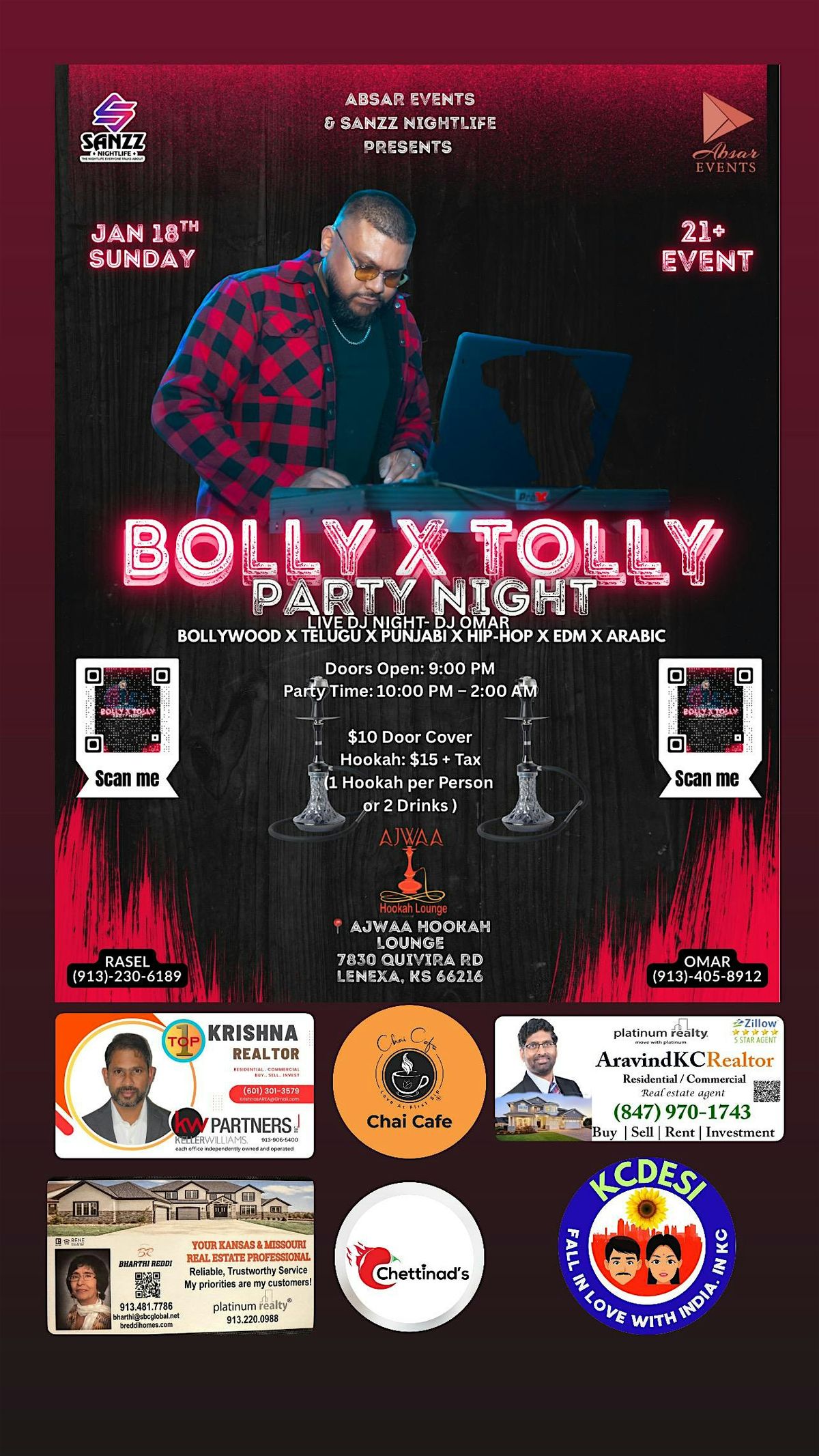 BOLLY X TOLLY HOOKAH NIGHT, Ajwaa Hookah Lounge, Lenexa, 18 January to ...