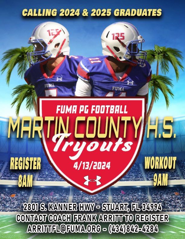 FUMA PG FOOTBALL TRYOUTS , 2801 S. Kanner Highway, Stuart, FL, 13 April ...