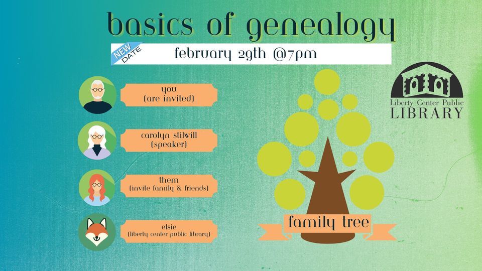 Basics of Genealogy, Liberty Center Public Library, 29 February 2024 ...