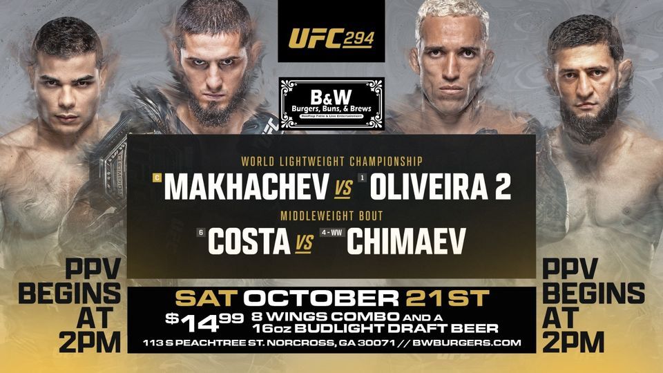 UFC 294, B&W Burgers, Buns & Brews, Norcross, 21 October 2023 ...