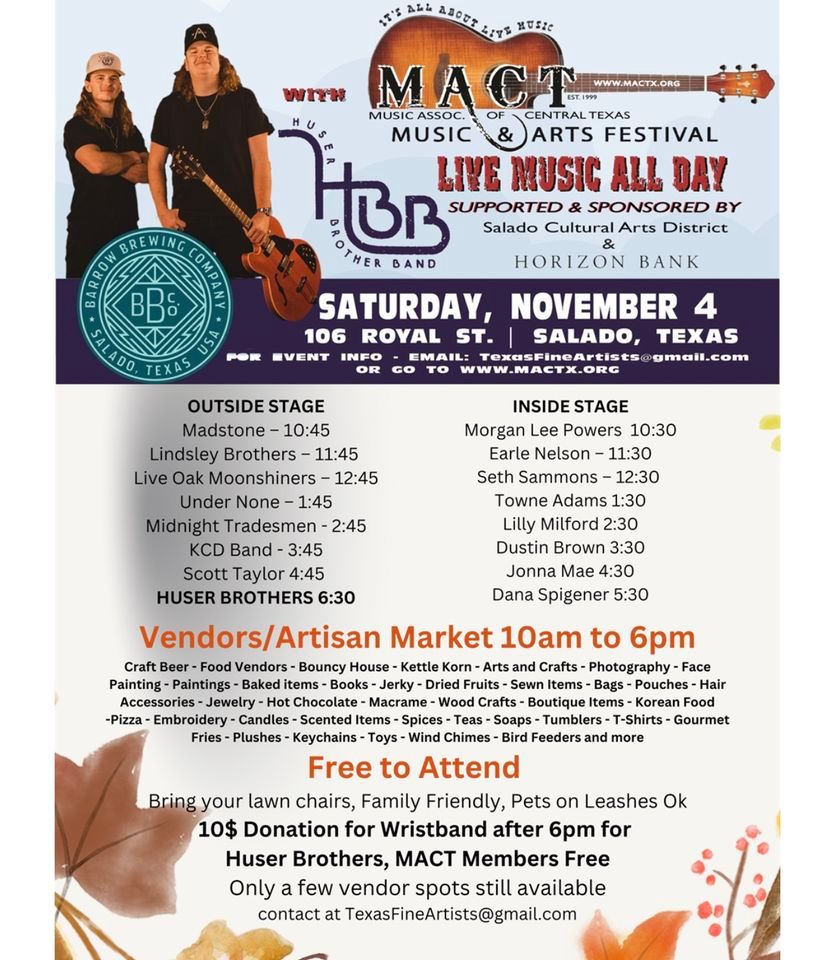 Music & Arts Festival - Pop up vendor, Barrow Brewing Company, Salado ...