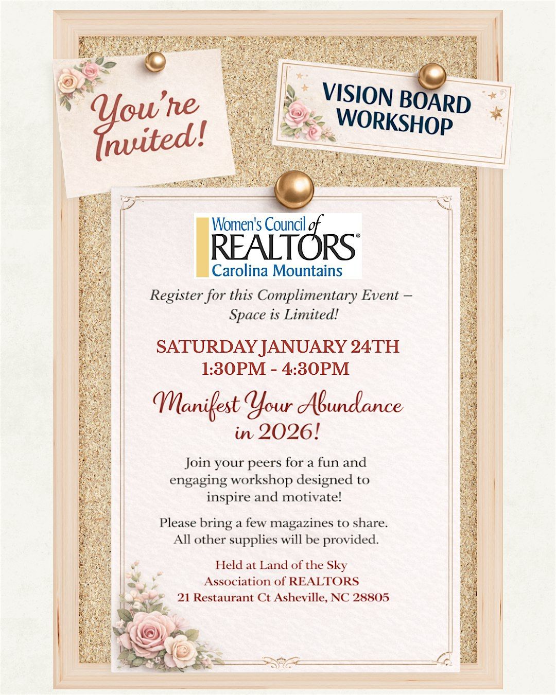 WCR Vision Board Workshop, 21 Restaurant Ct, Asheville, 24 January 2026 ...