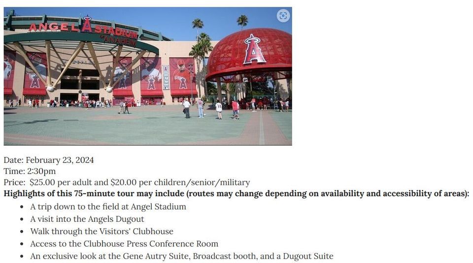 Angel Stadium Tour, Angels Stadium, Anaheim, February 23 2024 ...