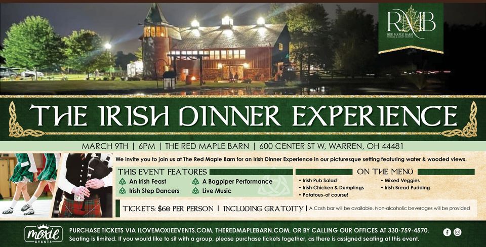 Irish Dinner Experience , The Red Maple Barn, Leavittsburg, 9 March ...