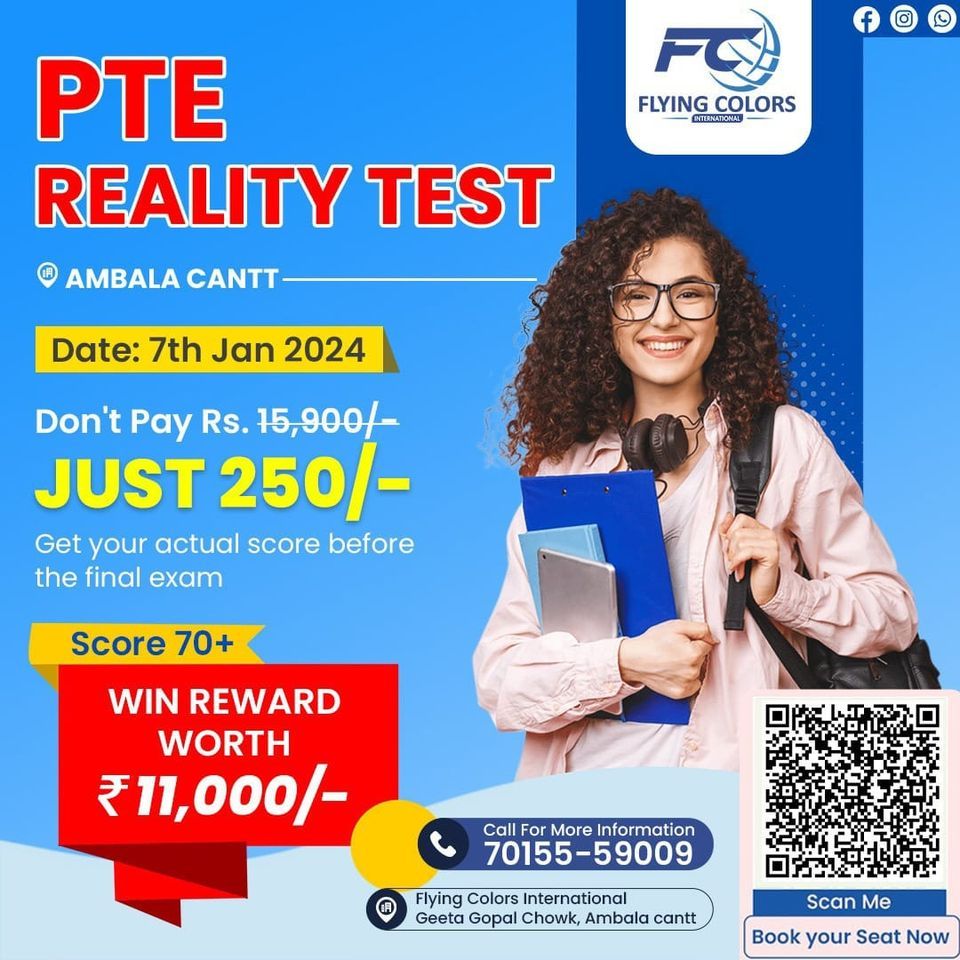 PTE Reality Test Alert!** ??, Flying Colors International, Ambala , 7 ...