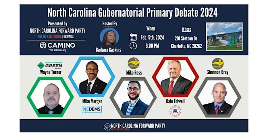 NC Gubernatorial Debate, Camino Church, Charlotte, 5 February 2024 ...