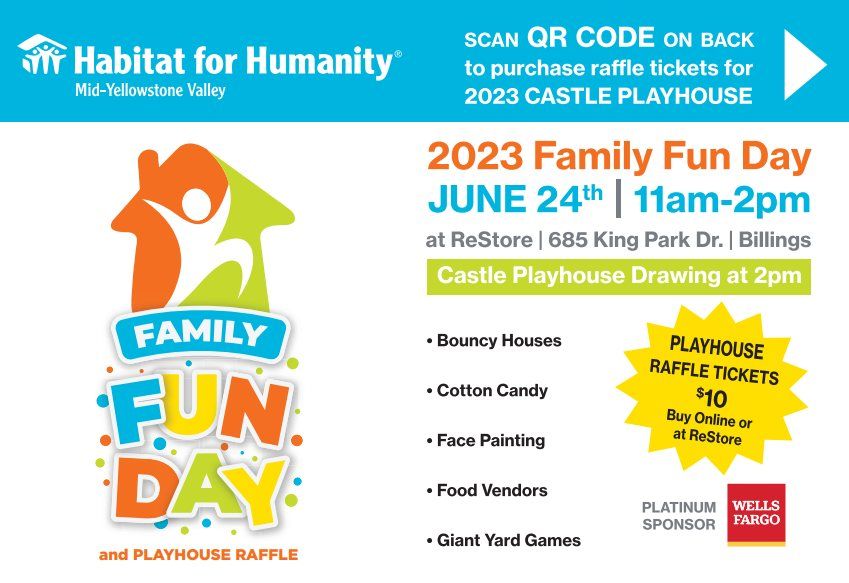 Family Fun Day & Playhouse Raffle, ReStore Billings, June 24 2023 ...