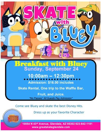 Disney Hits Breakfast with Bluey, Great Skate Glendale, 24 September ...