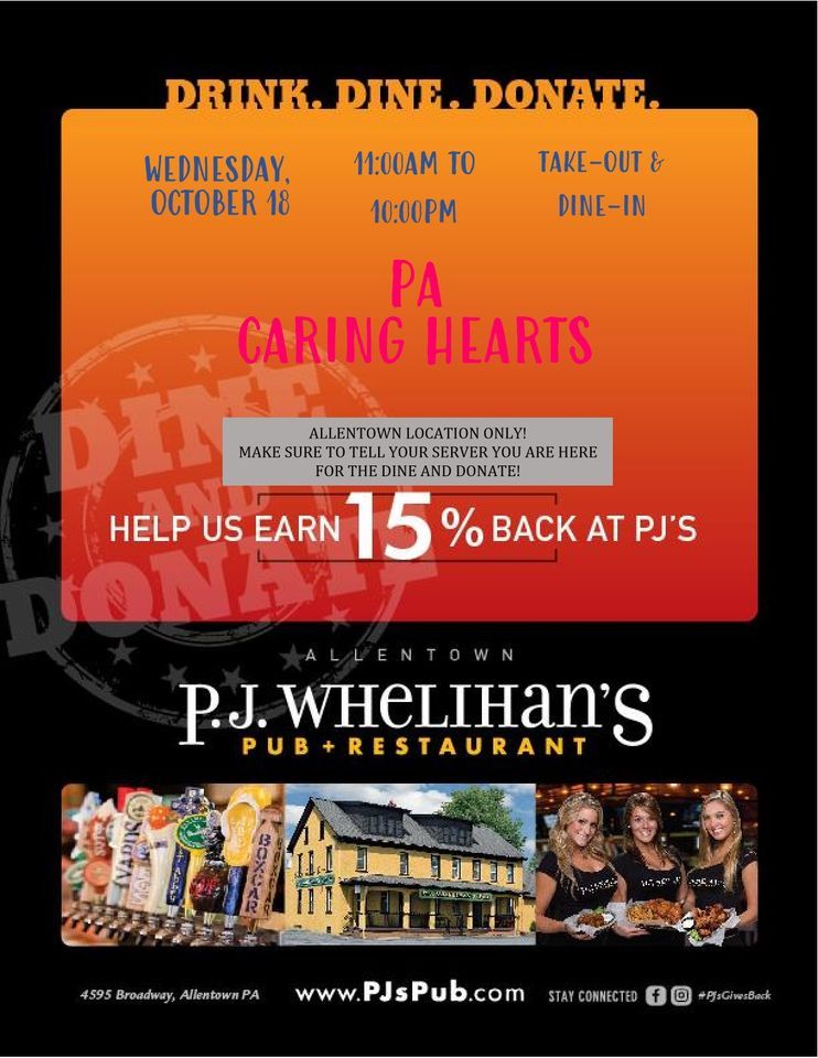 PJ Whelihans - You Dine & Theyll Donate to the PA Caring Hearts Rescue ... PJ Whelihans - You Dine & Theyll Donate to the PA Caring Hearts Rescue ...