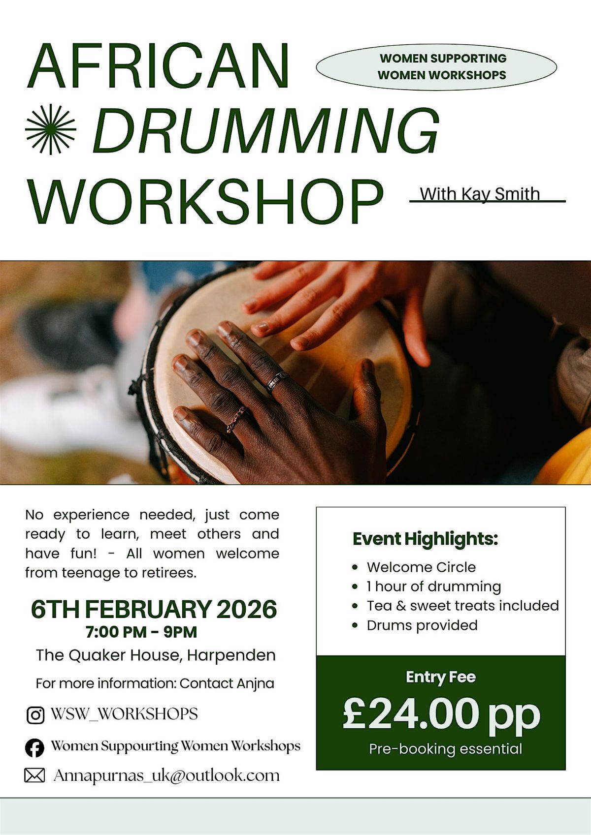 African Drumming in Harpenden, Quaker Meeting House, Harpenden, 6 ...
