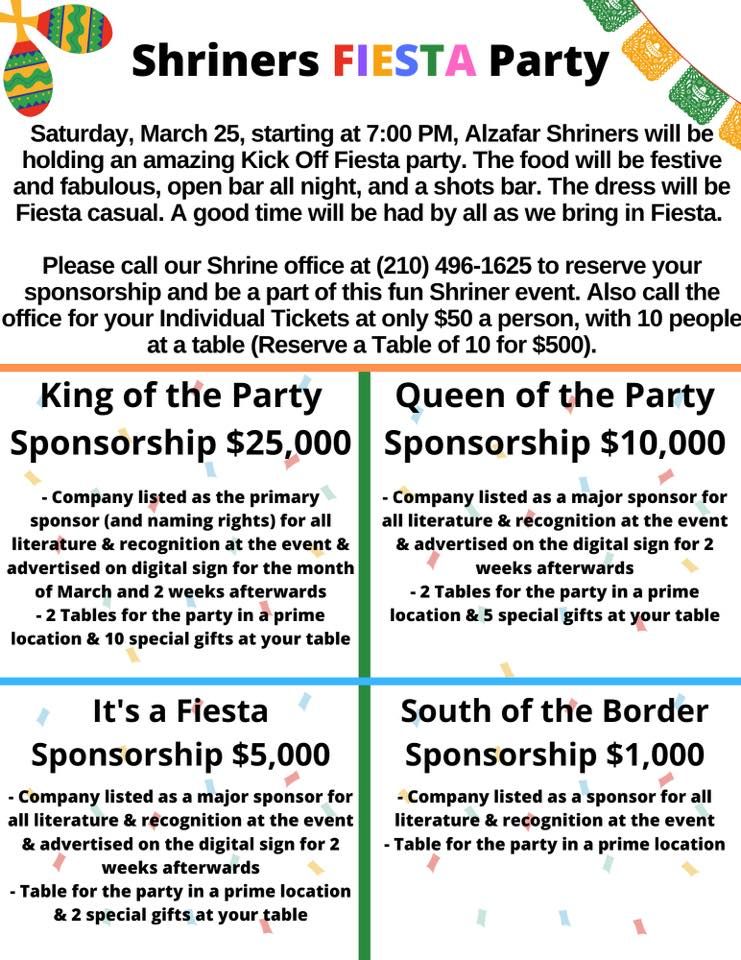 Shriners Fiesta Party, San Antonio Shrine Auditorium, Bracken, 25 March ...