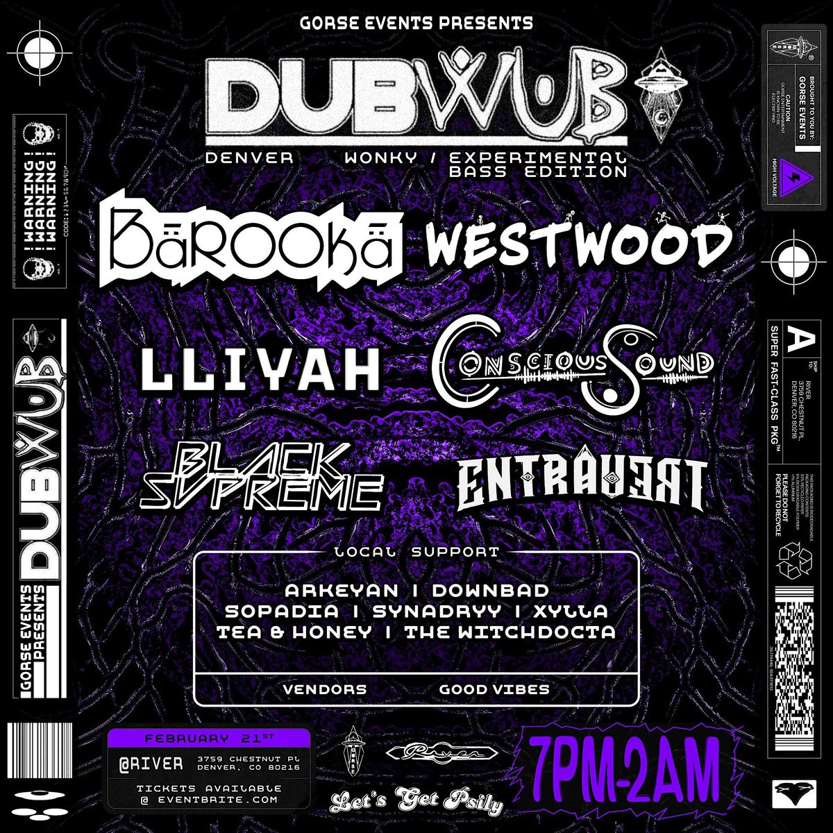 DUB WUB DENVER WONKY & EXPERIMENTAL BASS, RIVER, Denver, 21 February to ...