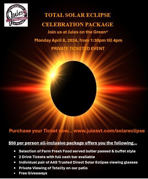 Solar Eclipse Celebration Package, 1 Commonwealth Ave, Essex Center, VT ...