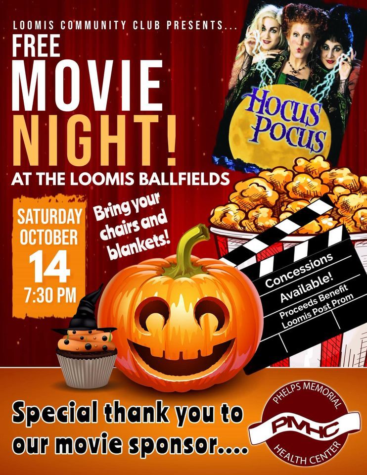 Movie Night at the Loomis Ballfields, Loomis Ball Park, 14 October 2023 ...
