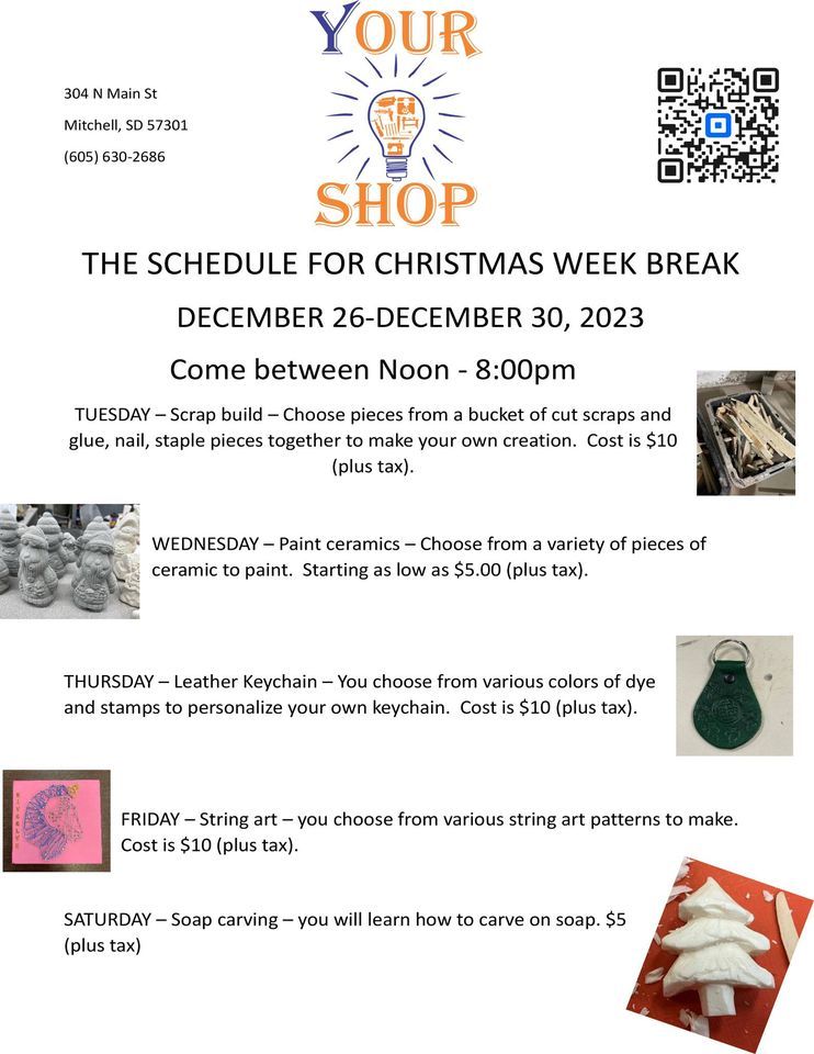 Christmas Break Crafts, Your Shop, Mitchell, December 26 to December 30 ...