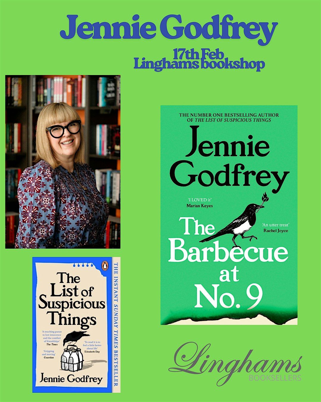 Jennie Godfrey best selling author is back 17th Feb 2026 7pm, Linghams ...