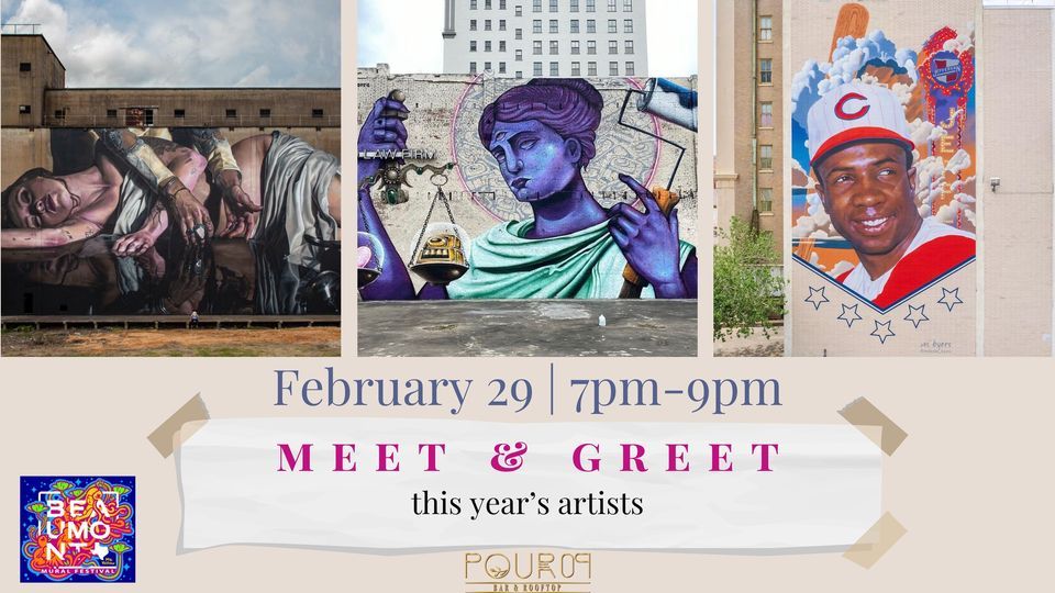 MURAL FESTIVAL ARTIST MEET & GREET, Pour09 Bar & Rooftop, Beaumont, 29 ...