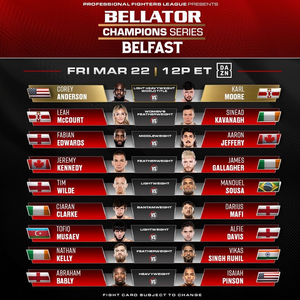 Bellator: Belfast, SSE Arena Belfast, 22 March 2024 | AllEvents