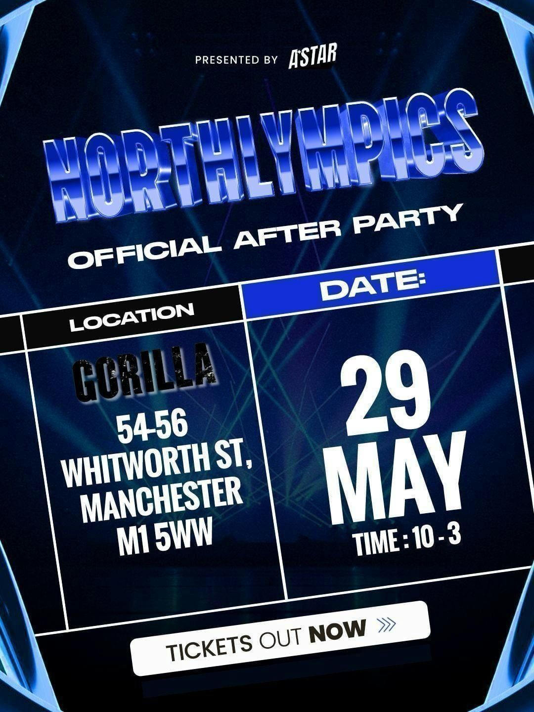 ASTAR : NORTHLYMPICS AFTER PARTY , Gorilla, Manchester, 29 May to 30 ...