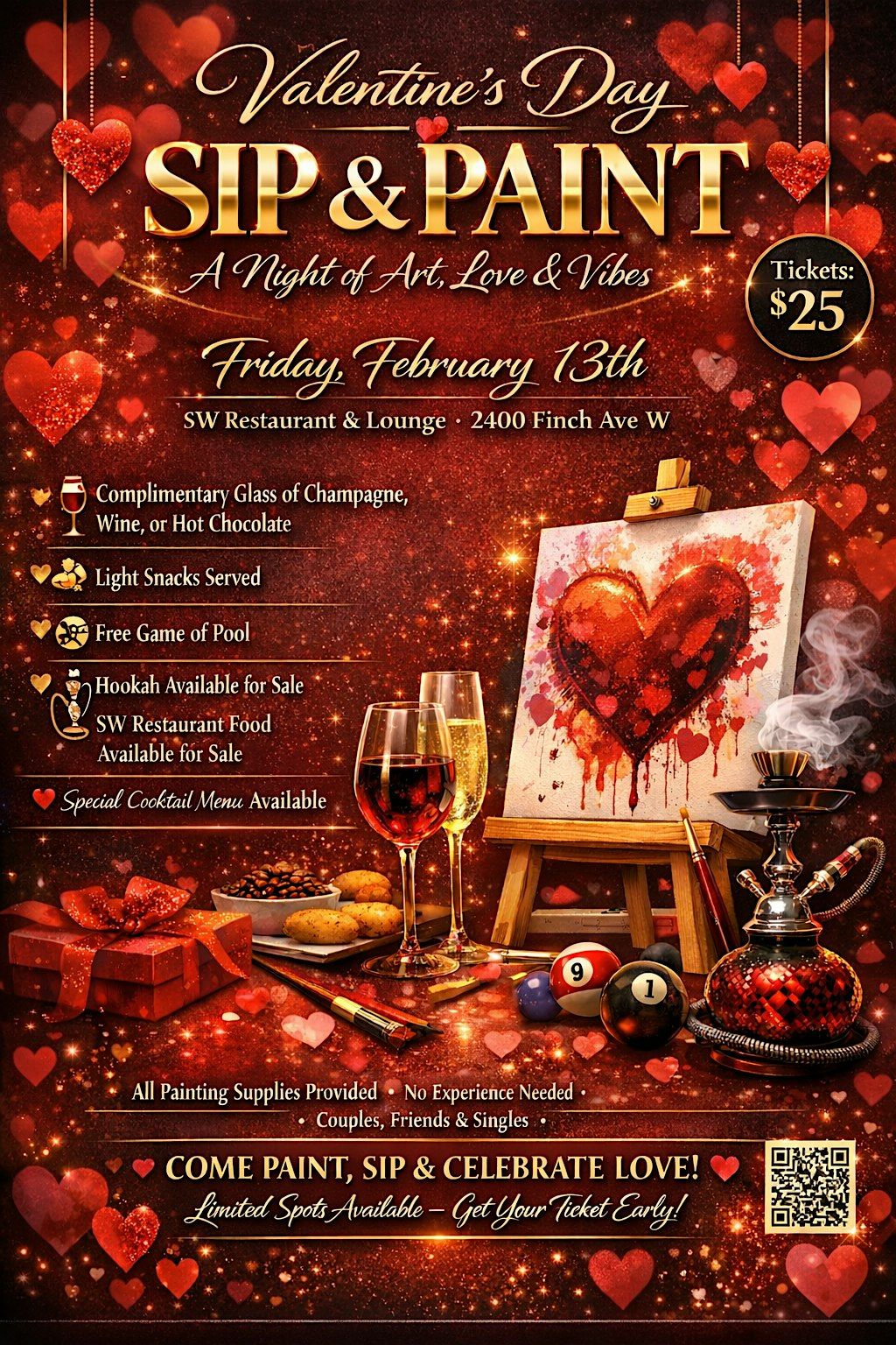 VALENTINE’S DAY SIP & PAINT A Night of Art, Love & Vibes, SW Restaurant ...