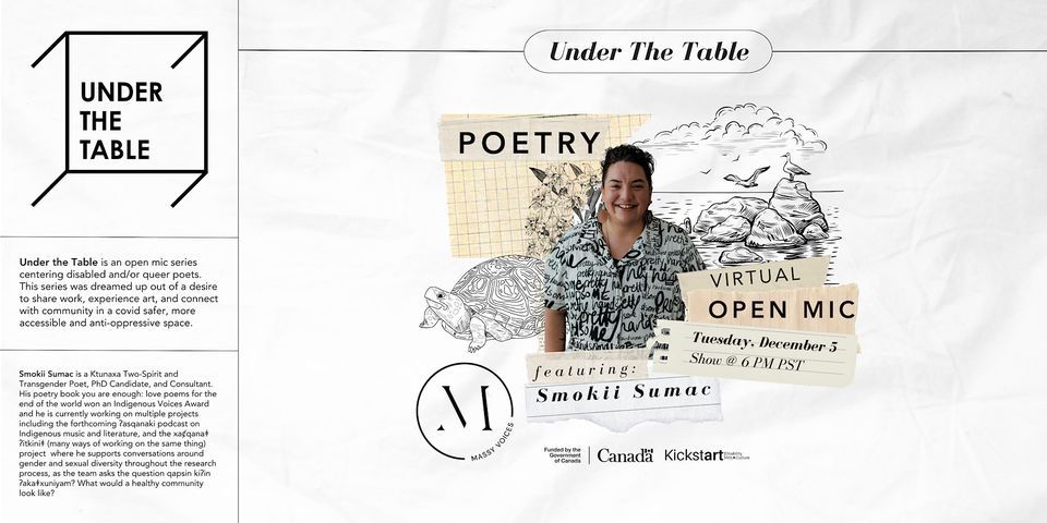 Under the Table Open Mic Series Ft. Smokii Sumac, December 6 2023 ...