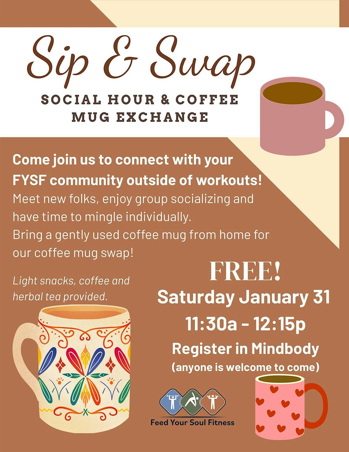 FREE Sip & Swap, Feed Your Soul Fitness, Denver, 31 January 2026 ...