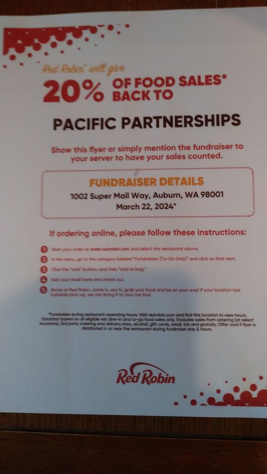 Pacific Partnerships/ Red Robin Fundraiser, Auburn Outlet, 22 March ...