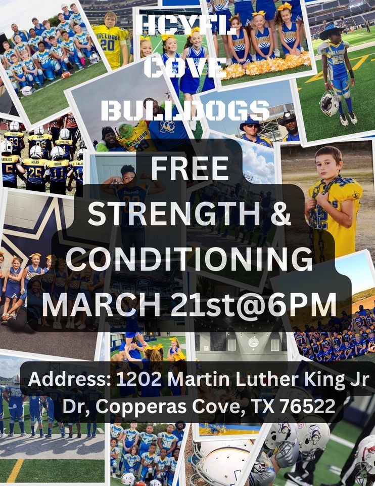 STRENGTH & CONDITIONING HCYFL BULLDOGS, Eastside Baptist Church, Copperas Cove, Tx, 21 March ...