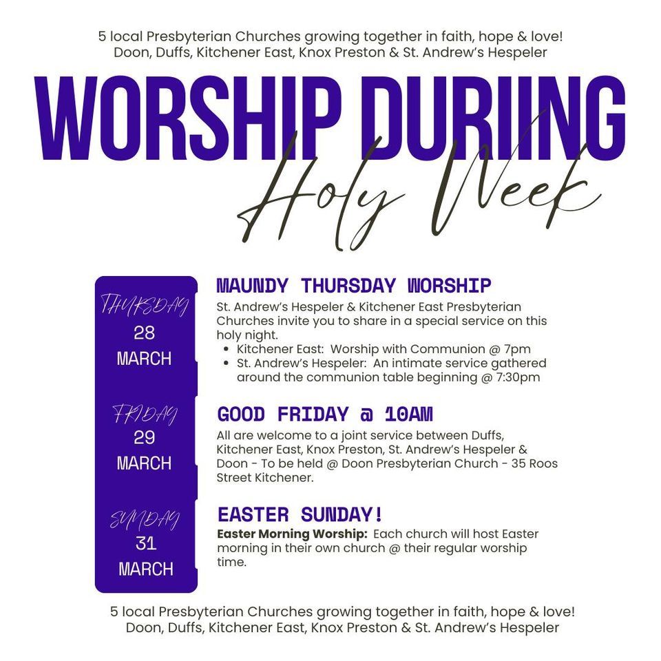 Maundy Thursday, Good Friday & Easter Sunday services., 73 Queen Street ...