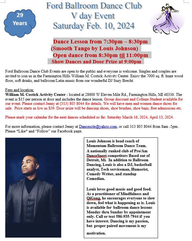 Ford Ballroom Dance Club Valentines party`, Costick Activities Center ...