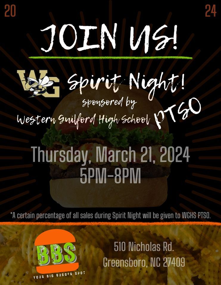 SPIRIT NIGHT @ BIG BURGER SPOT, 510 Nicholas Rd, Greensboro, NC 27409 ...