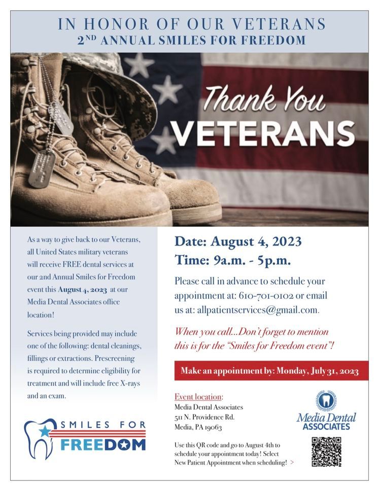 Smiles for Freedom- Free Dentistry Day, 8/4/23!, Media Dental ...