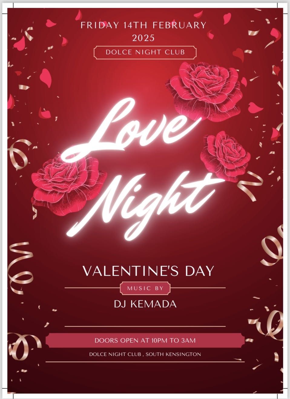 Valentines Day, Dolce Lounge and Night Club , Kensington ,London, 14 ...