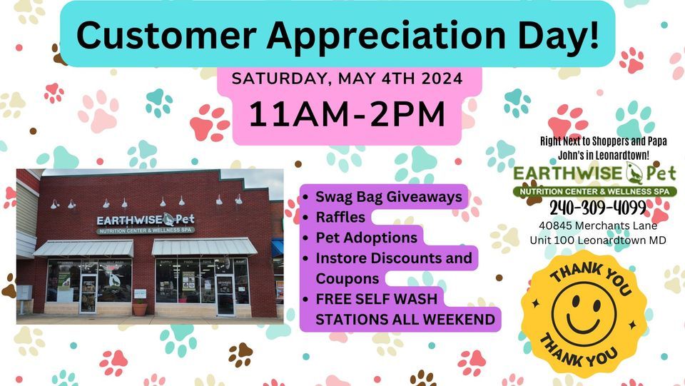 Customer Appreciation Weekend, EarthWise Pet Leonardtown, 4 May 2024 ...