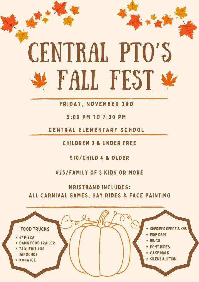 Central PTOs Fall Fest!, Central Elementary School, Union Grove, 3 ...