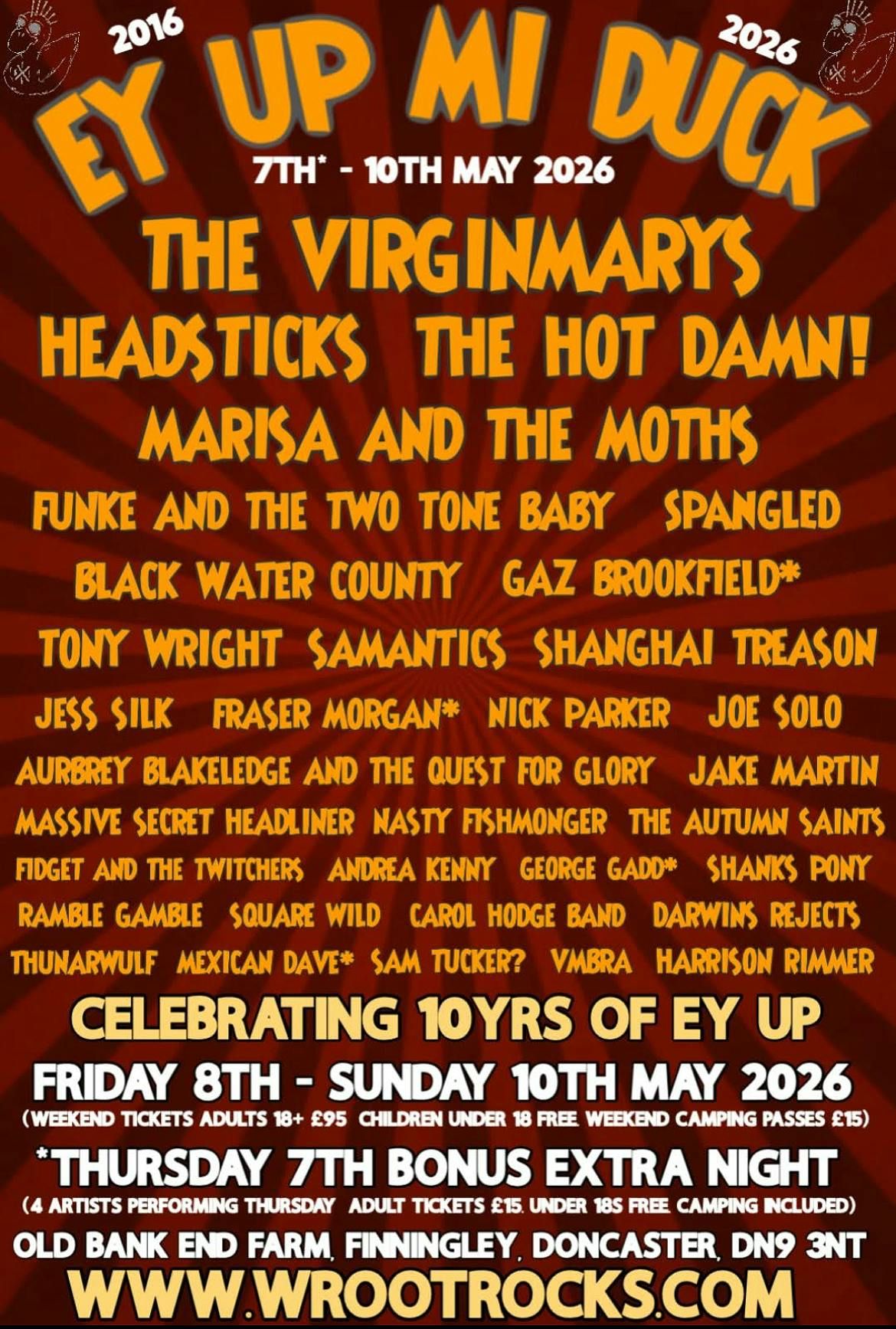Ey Up Mi Duck Festival 2026, Old Bank End Farm, Doncaster, 7 May to 9 ...