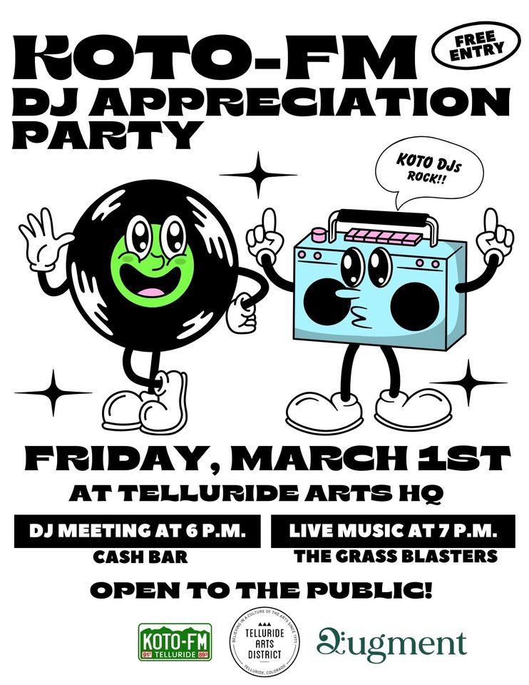 KOTO DJ Appreciation Party!, Telluride Arts HQ, 1 March 2024 | AllEvents.in KOTO DJ Appreciation Party!, Telluride Arts HQ, 1 March 2024 | AllEvents.in