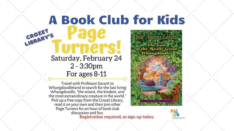 Page Turners: A Crozet Library Book Club for Kids, Crozet Library, 24 ...