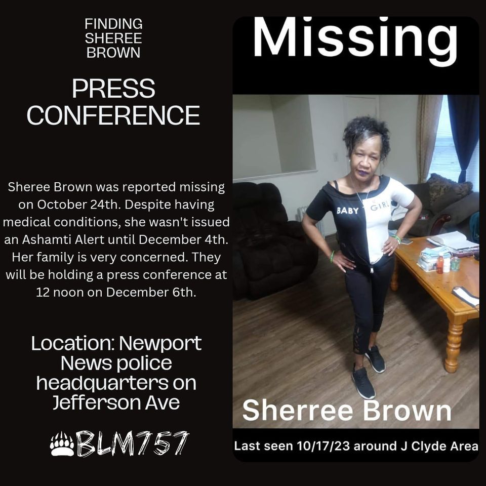 Finding Sheree Brown Press Conference, 9710 Jefferson Ave, Newport News ...
