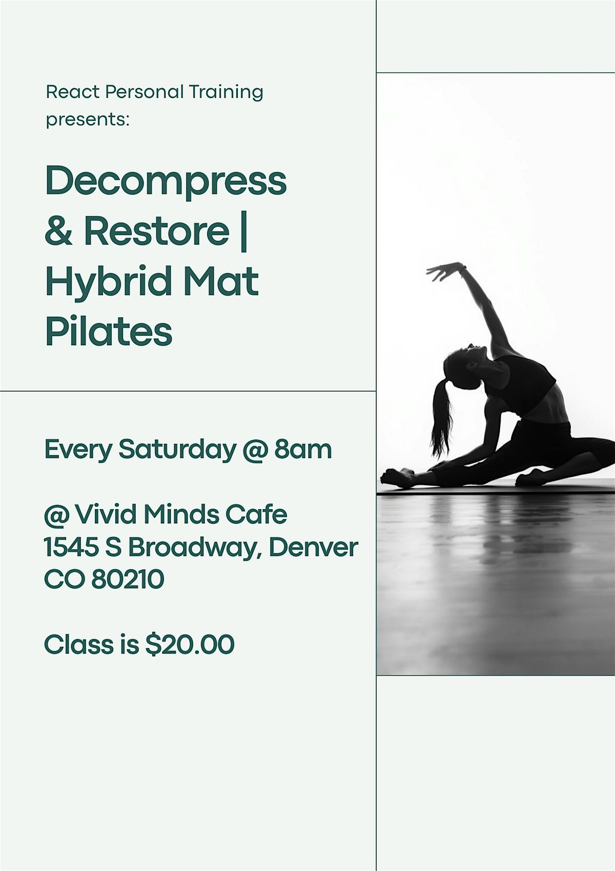 Decompress & Restore | Hybrid Mat Pilates, Vivid Minds Cafe, Denver, 24 ...