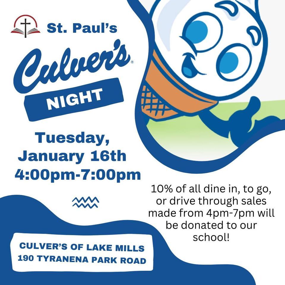 Culvers Night , Culver's (Lake Mills, WI), January 16 2024 | AllEvents.in