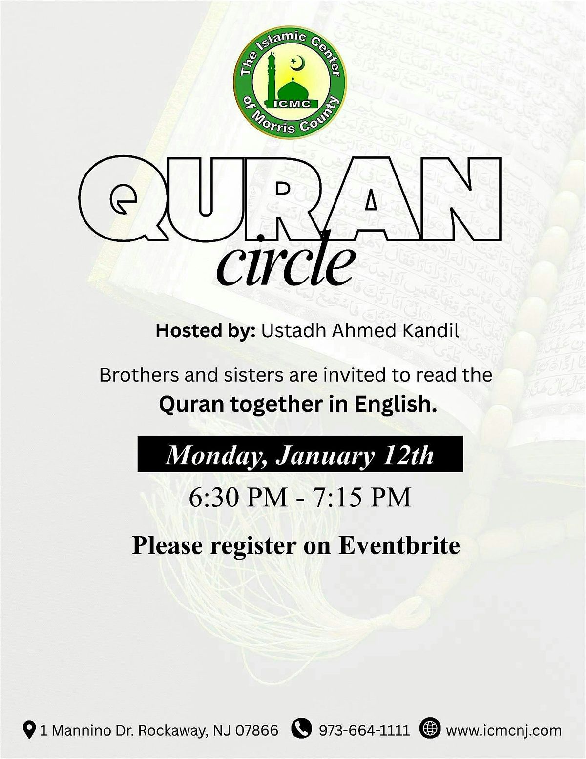 English Quran Circle, Islamic Center Morris County, Rockaway, 12 ...