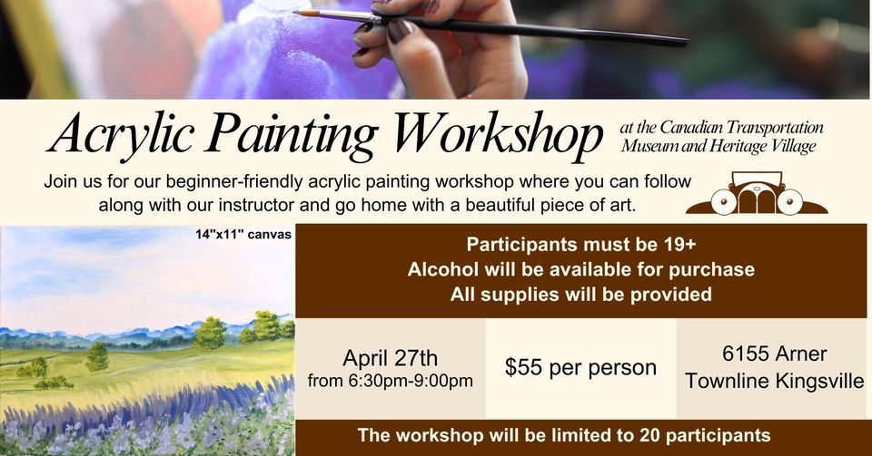 Acrylic Painting Workshop, 6155 Arner Townline, Kingsville, ON, Canada, Ontario N9Y2E5, 27 April ...