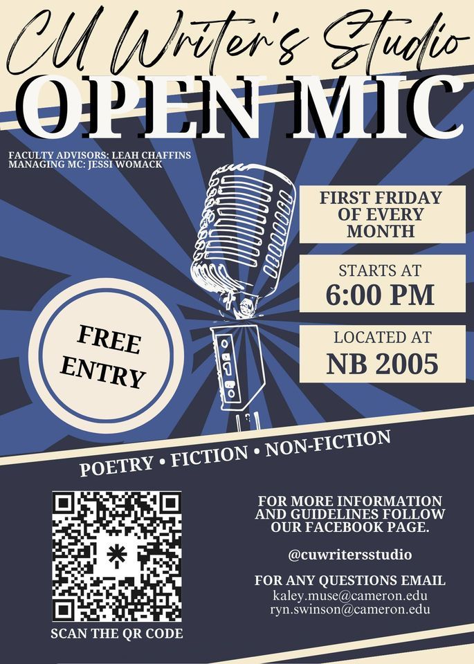 The Writer’s Studio First Friday Open Mic, Cameron University, Lawton ...
