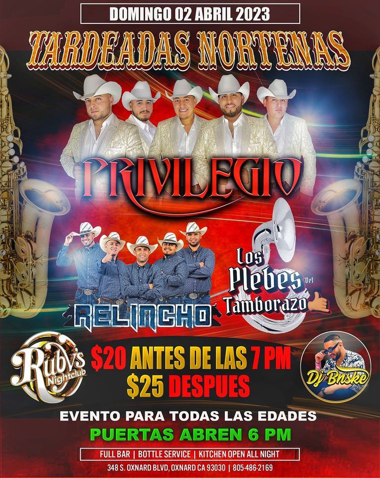 TARDEADAS NORTEÑAS , Ruby’s, Oxnard, 2 April 2023 | AllEvents.in