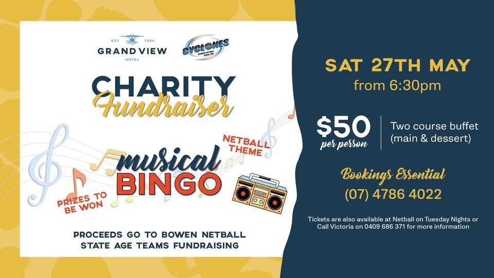 Musical Bingo Charity Fundraiser, Grand View Hotel, Bowen, 27 May 2023 ...