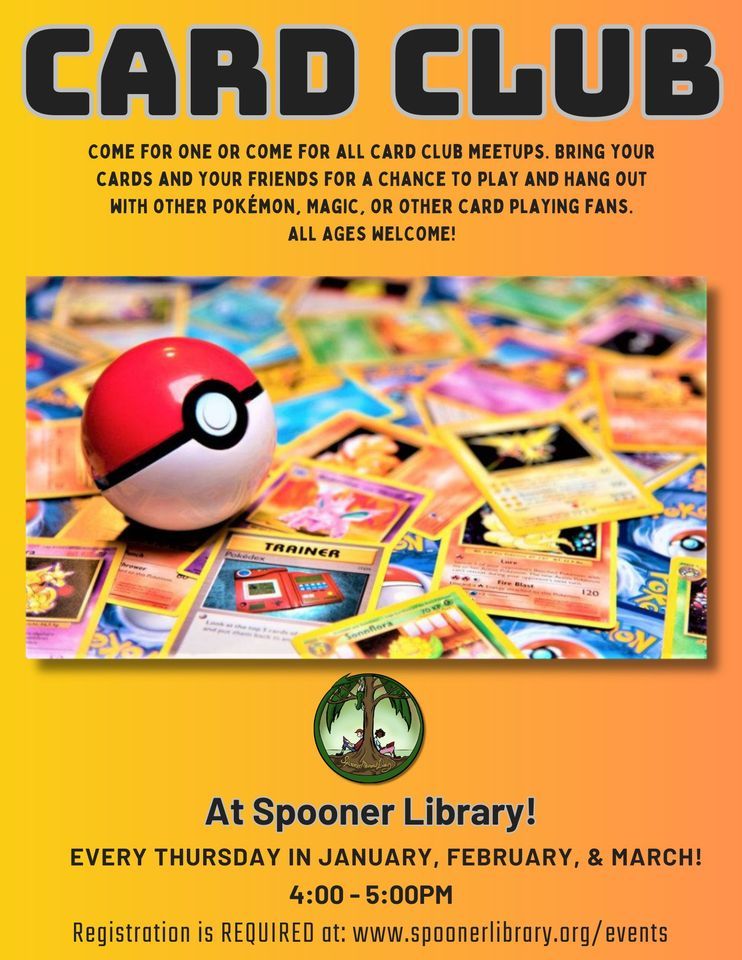 Card Club, Spooner Memorial Library, 11 January 2024 | AllEvents.in
